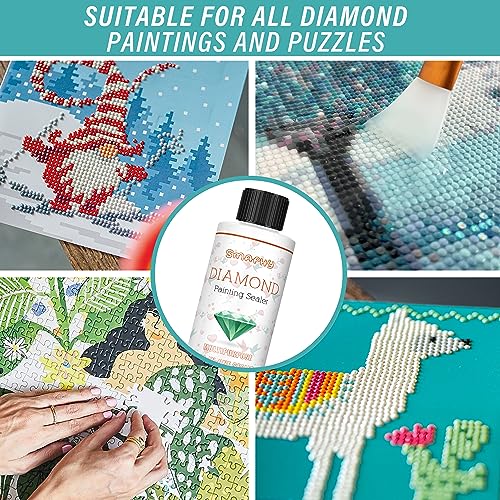 SMAPHY Diamond Painting Sealer 200ML with Silicone Brush, Diamond Art Sealer Permanent Hold & Shine Effect Clear Finish Sealer, High Gloss, for Diamond Painting & Puzzle Glue (7 OZ)