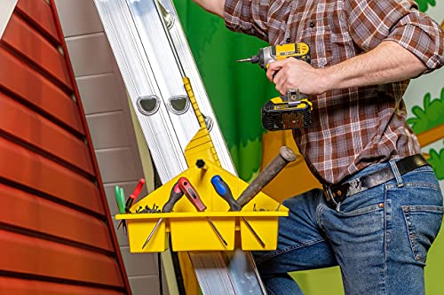 Jokari Universal Rotating Ladder Tray. Hold Tools, Nails, Screws, Paint, Brushes and Accessories. Hook 3 Bucket Shelf On Any Rung For Auto Storage Platform. Little Attachment Caddy, Giant Benefits