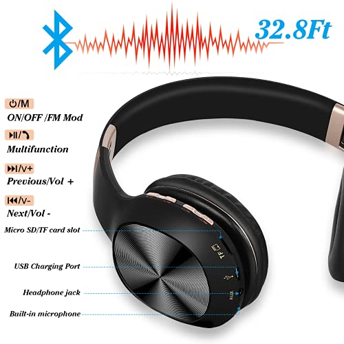 UrbanX Perfect Comfort 955 II Overhead Wireless Bluetooth Headphones for Motorola Razr 5G Noise Isolation, with β Black