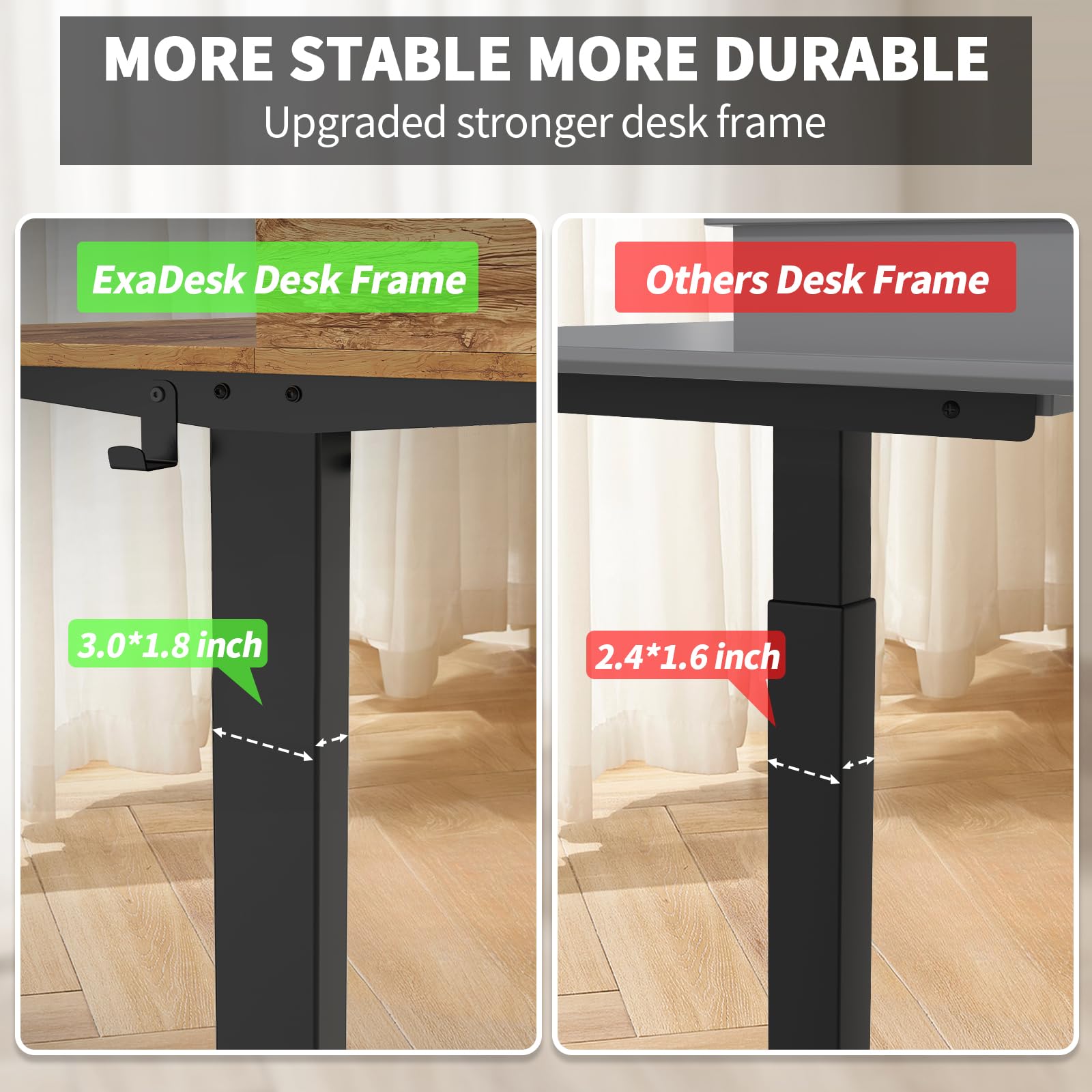 ExaDesk 63×30 Inch Electric Standing Desk with 2 Drawers, Adjustable Height Widened Stand Up Desk with Storage Shelf, Sit to Stand Ergonomic Workstation for Home Office