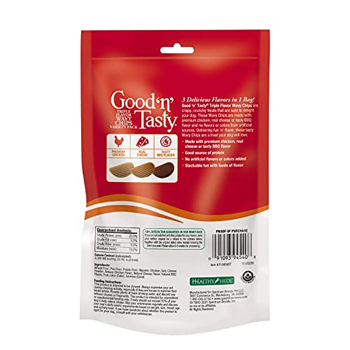 Good ‘N’ Tasty Triple Flavor Wavy Chips, 3 Ounce, Treats for Dogs