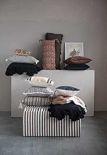 Creative Co-Op 24" Square Woven Cotton Pillow with Stripes & Tassels