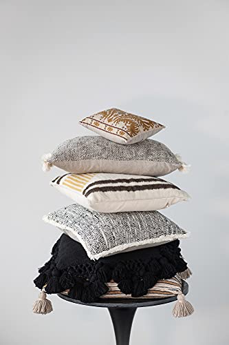 Creative Co-Op 24" Square Woven Cotton Pillow with Stripes & Tassels