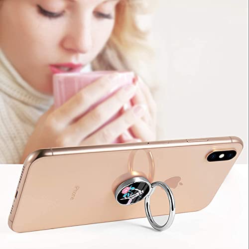 XIAJONS Cell Phone Ring Holder Stand,360 Degree Rotation Bracket Compatible with All Smartphones,for Man Woman Skeleton Hand Pink Rose Pattern(Black)
