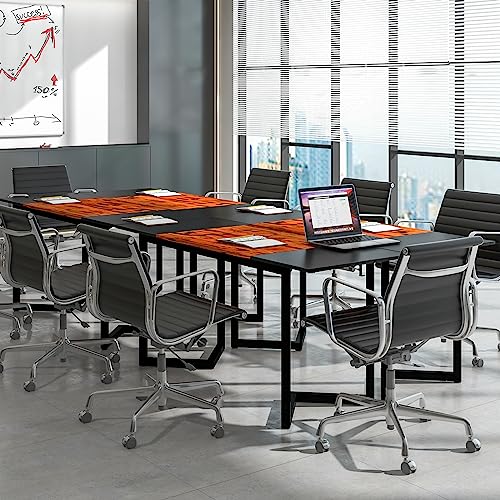 Tangkula 63β Conference Table, Large Industrial Meeting Table with Metal Frame, Multipurpose Rectangular Training Seminar Table, Computer Desk, Dining Table, for Home, Office, Conference Room