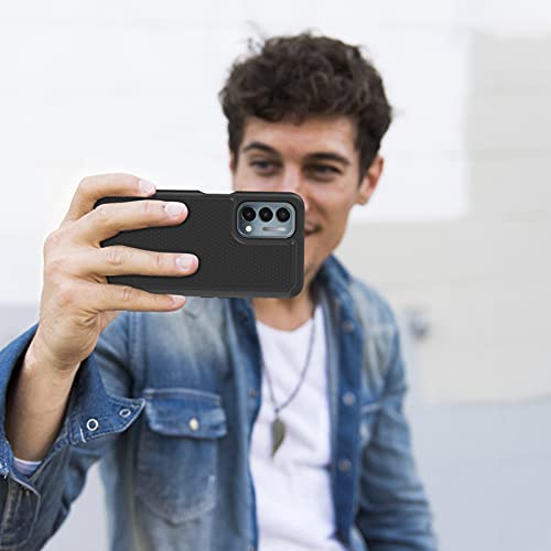 for OnePlus Nord N200 5G Case: Heavy Duty Shockproof Protective Phone Case [2 Tempered Glass Screen Protector] Anti-Slip Textured Hard Cover + Soft Silicone Rubber Bumper, Military Armor Case - Black