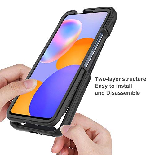 Huawei Y9A Case, EabHulie Hybrid Transparent Back Rugged Bumper No Slip Shockproof Protective Case Cover for Huawei Y9A Black
