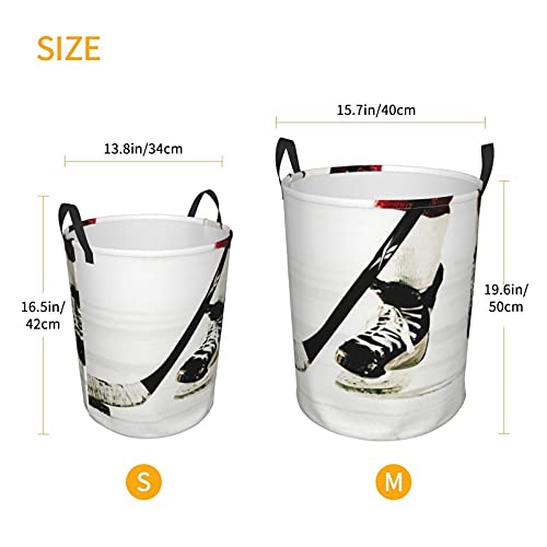 Laundry Hamper Round, Large Canvas Fabric Lightweight Storage Basket Toy Organizer Ice Hockey Pattern Dirty Clothes Collapsible Waterproof Dirty Clothes Hamper For Bedroom