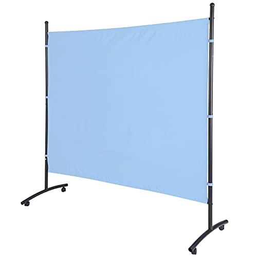 Grezone Single Large Panel Room Divider with Wheels Privacy Screen for Bed Room Dining Room Living Room Partition Home Office Dorm (Sky Blue)