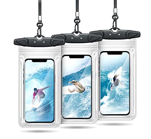 GLBSUNION Universal Waterproof Case,Waterproof Phone Pouch Dry Bag for iPhone 14 13 12 Pro 11 Pro Max XS Max X Samsung Galaxy S22/21 Google Pixel HTC Up to 8", IPX8 Cellphone Dry Bag -3 Pack Clear