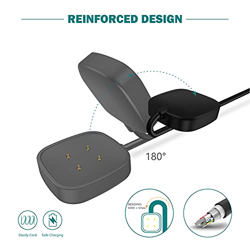 TUSITA Magnetic Charger Compatible with Fitbit Versa 3 4 | Sense 1 2 (NOT for Versa 1 / Versa 2 / Versa Lite) - 6ft. 2-Pack
