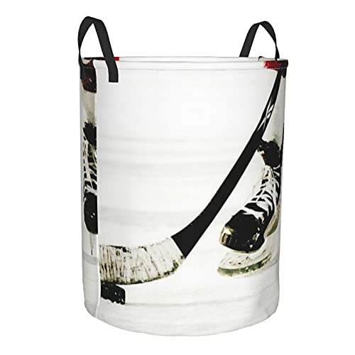 Laundry Hamper Round, Large Canvas Fabric Lightweight Storage Basket Toy Organizer Ice Hockey Pattern Dirty Clothes Collapsible Waterproof Dirty Clothes Hamper For Bedroom