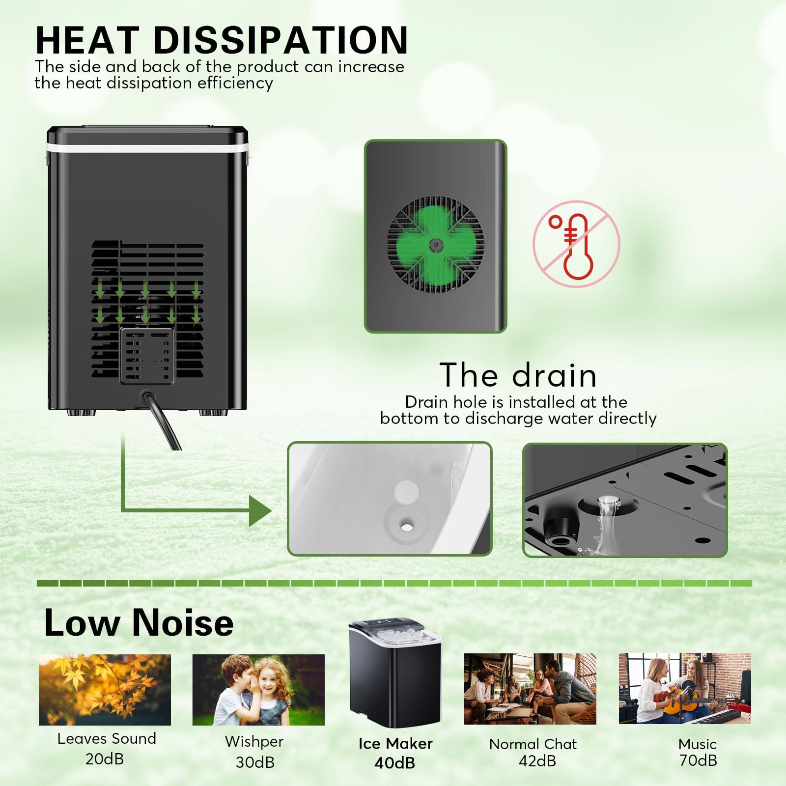 Zvoutte Portable Countertop Ice Maker Machine - Self-Cleaning Ice Makers with Ice Scoop and Basket, 9 Cubes in 8-10 mins, 26 lbs/24 Hours, for Home/Kitchen/Bar/Office/Camping (Black)