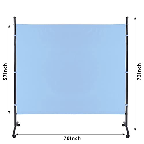 Grezone Single Large Panel Room Divider with Wheels Privacy Screen for Bed Room Dining Room Living Room Partition Home Office Dorm (Sky Blue)