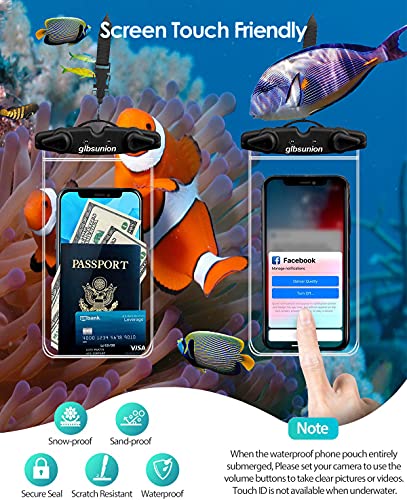 GLBSUNION Universal Waterproof Case,Waterproof Phone Pouch Dry Bag for iPhone 14 13 12 Pro 11 Pro Max XS Max X Samsung Galaxy S22/21 Google Pixel HTC Up to 8", IPX8 Cellphone Dry Bag -3 Pack Clear