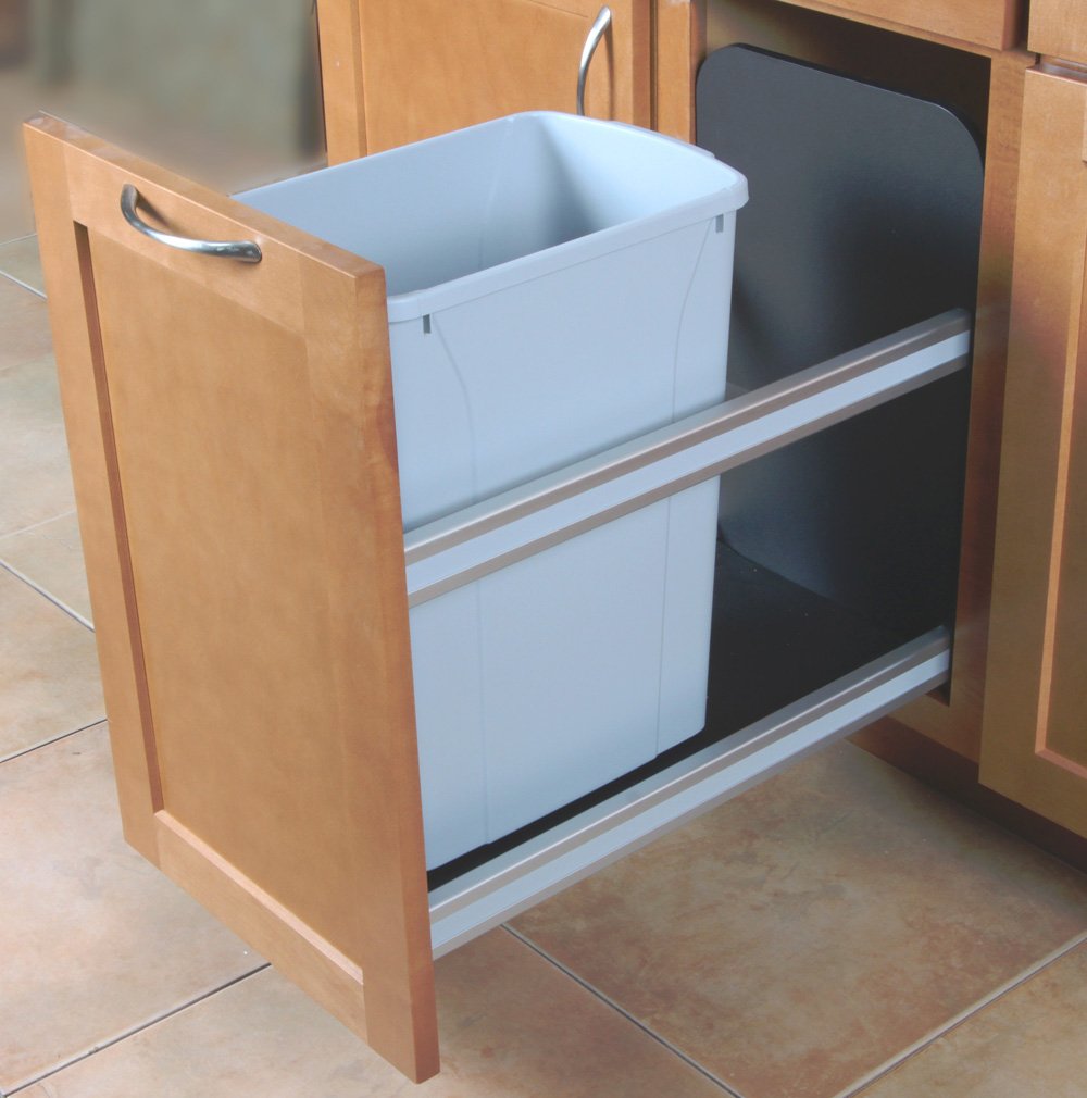 Knape & Vogt USC12-1-35PT in-Cabinet Soft Close Pull Out Trash Can, 19.19-Inch by 11.81-Inch by 22.44-Inch