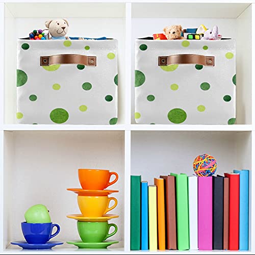 xigua Collapsible Storage Basket Green Peas Shelf Baskets with Handles for Houseroom / Children’s Room / Closet, 14.2(L)x 10.2(W)x 8.3(H), 1 PC