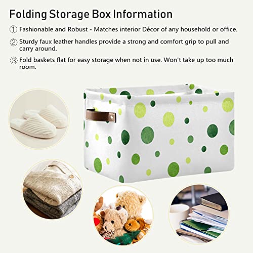 xigua Collapsible Storage Basket Green Peas Shelf Baskets with Handles for Houseroom / Children’s Room / Closet, 14.2(L)x 10.2(W)x 8.3(H), 1 PC
