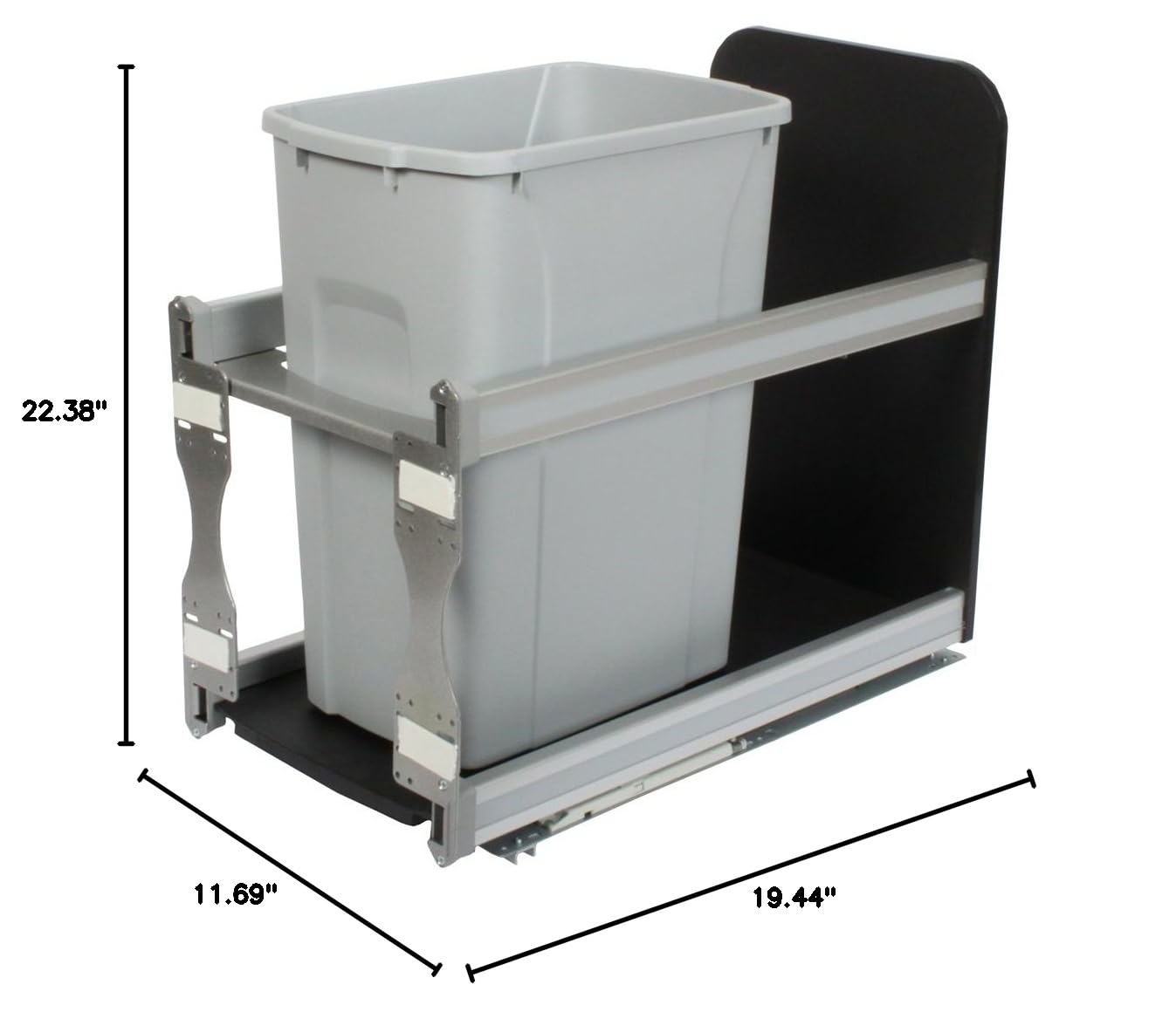 Knape & Vogt USC12-1-35PT in-Cabinet Soft Close Pull Out Trash Can, 19.19-Inch by 11.81-Inch by 22.44-Inch