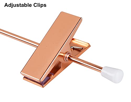 HUMIA 14 Inch Rose Copper Gold Metal Pants Skirts Hangers 12 Pack, Sturdy for Slacks Trousers with 2 Adjustable Non Slip Clips and Swivel Hook (Rose Copper, 12)