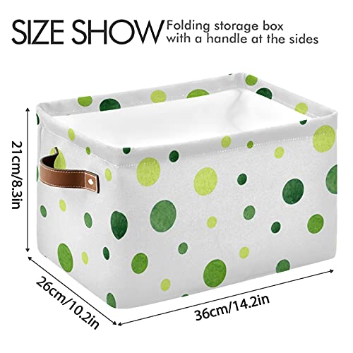 xigua Collapsible Storage Basket Green Peas Shelf Baskets with Handles for Houseroom / Children’s Room / Closet, 14.2(L)x 10.2(W)x 8.3(H), 1 PC