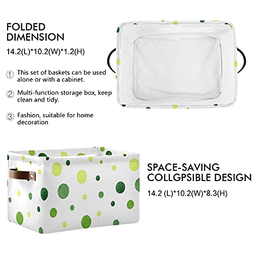 xigua Collapsible Storage Basket Green Peas Shelf Baskets with Handles for Houseroom / Children’s Room / Closet, 14.2(L)x 10.2(W)x 8.3(H), 1 PC