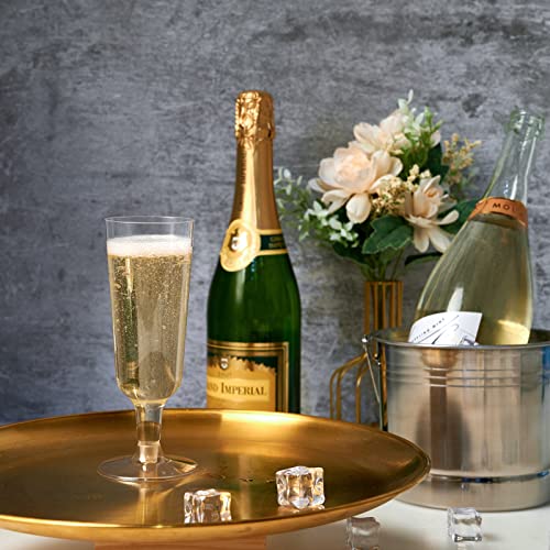 JOLLY CHEF 100 Pack Plastic Champagne Flutes Disposable 5 Oz Clear Plastic Champagne Glasses Perfect for Wedding, Thanksgiving Day, Christmas