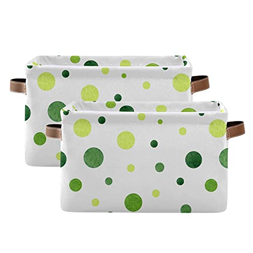 xigua Collapsible Storage Basket Green Peas Shelf Baskets with Handles for Houseroom / Children’s Room / Closet, 14.2(L)x 10.2(W)x 8.3(H), 1 PC