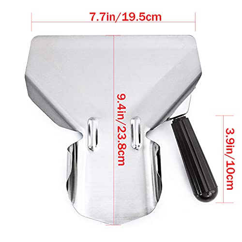 QJFCare Stainless Steel French Fry Bagger Scoop Chip Popcorn Bagger Ice Candy Snacks Desserts Scooper with Removable Handle - Right Hand