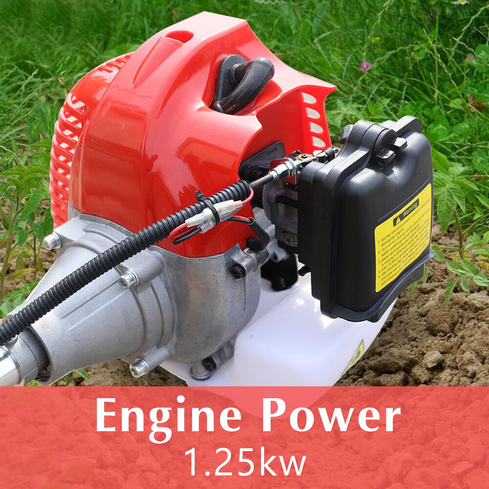 Handheld Tiller Cultivator, 42.7CC 2 Stroke Gas Powered Yard Garden Farm Tilling Tool,Mini Weeding Tilling Tool Gas Powered Engine