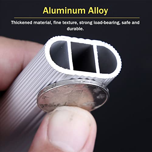 RAUGAJ Silver Aluminum Alloy Closet Rod Cuttable, 30-140Cm Long Oval Clothes Hanging Bar Top Mount, for Nursery/Home/Hotel/Office, with Bracket Kits/Closet W/D 23.6"(60Cm)