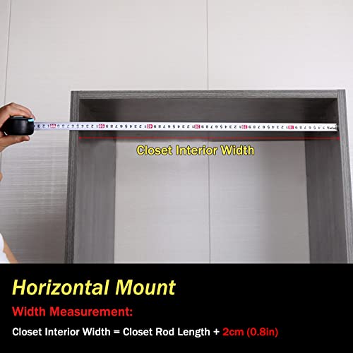 RAUGAJ Silver Aluminum Alloy Closet Rod Cuttable, 30-140Cm Long Oval Clothes Hanging Bar Top Mount, for Nursery/Home/Hotel/Office, with Bracket Kits/Closet W/D 23.6"(60Cm)