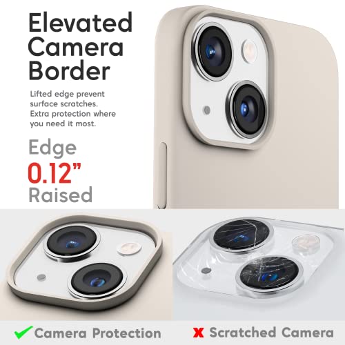 IceSword iPhone 13 Stone Case 6.1β (2021), Liquid Silicone Slim Shockproof Phone Case Cover, Soft Anti-Scratch Microfiber Lining, Matte Beige, Tan, Cream, Protective Compatible iPhone 13 - Stone