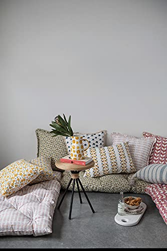 Creative Co-Op Cotton Printed Lumbar Embroidery & French Knots Pillow, Multicolored