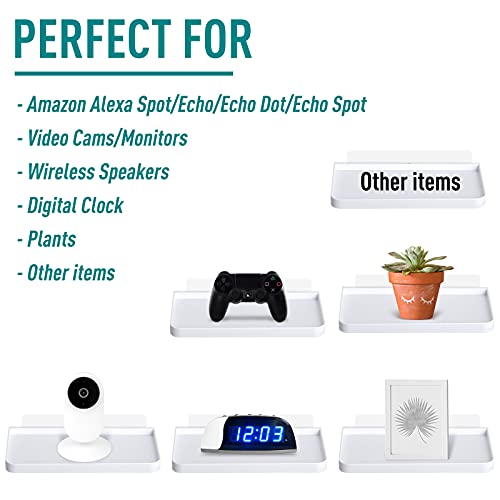 Chunful 2 Pieces Wall Phone Holder Adhesive Phone Wall Mount Universal Phone Shelf Plastic Cell Phone Stand for Most Smartphones in Bathroom Kitchen Toilet, White