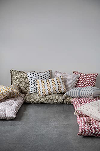 Creative Co-Op Cotton Printed Lumbar Embroidery & French Knots Pillow, Multicolored