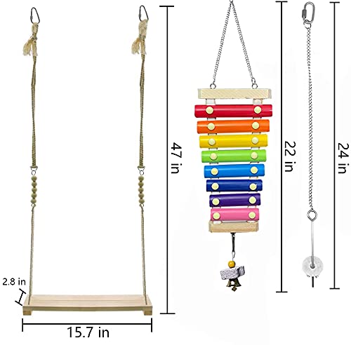 3 Packs Chicken Toys for Coop, Including Chicken Swing, Xylophone, Vegetable Hanging Feeder for Hens, for Chicken Medium Large Bird Parrot Training