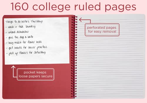 Steel Mill & Co Cute Large Spiral Notebook College Ruled, 11" x 9.5" with Durable Hardcover and 160 Lined Pages, Rose Floral