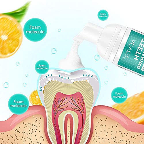 Teeth Whitening Foam Toothpaste, Teeth Whitening Mousse, Baking Soda Toothpaste, Stain Removal Toothpaste, 360 Care Month and Healthy Oral Environment, Travel Friendly, 2 Pack
