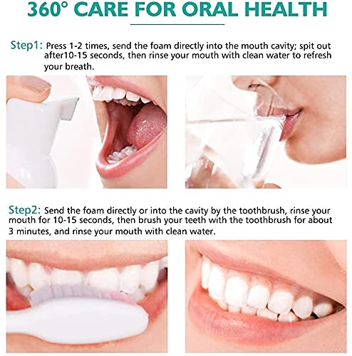 Teeth Whitening Foam Toothpaste, Teeth Whitening Mousse, Baking Soda Toothpaste, Stain Removal Toothpaste, 360 Care Month and Healthy Oral Environment, Travel Friendly, 2 Pack