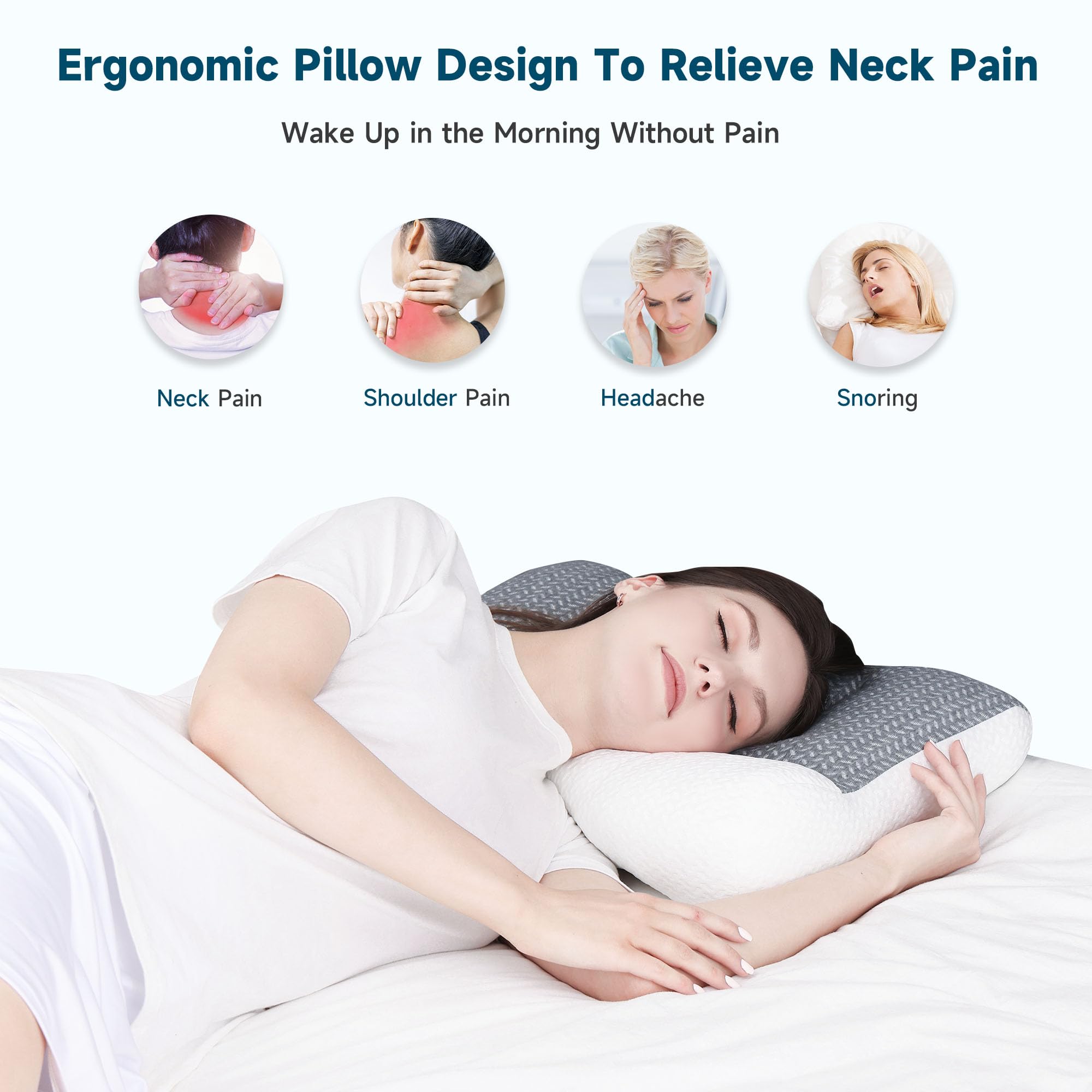 DOINUO Super Ergonomic Pillow, Orthopedic Correction Bed Pillow Repair Traction Pillow, Neck Support Pillow for Side Sleepers, Neck and Shoulder Pain Pillow for All Sleeping Positions