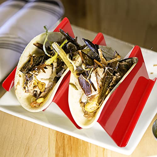 Sihuuu Taco Holder Stand set of 2 - Holds up to 3 tacos in each Taco Tray - Sturdy, Dishwasher and Microwave Safe