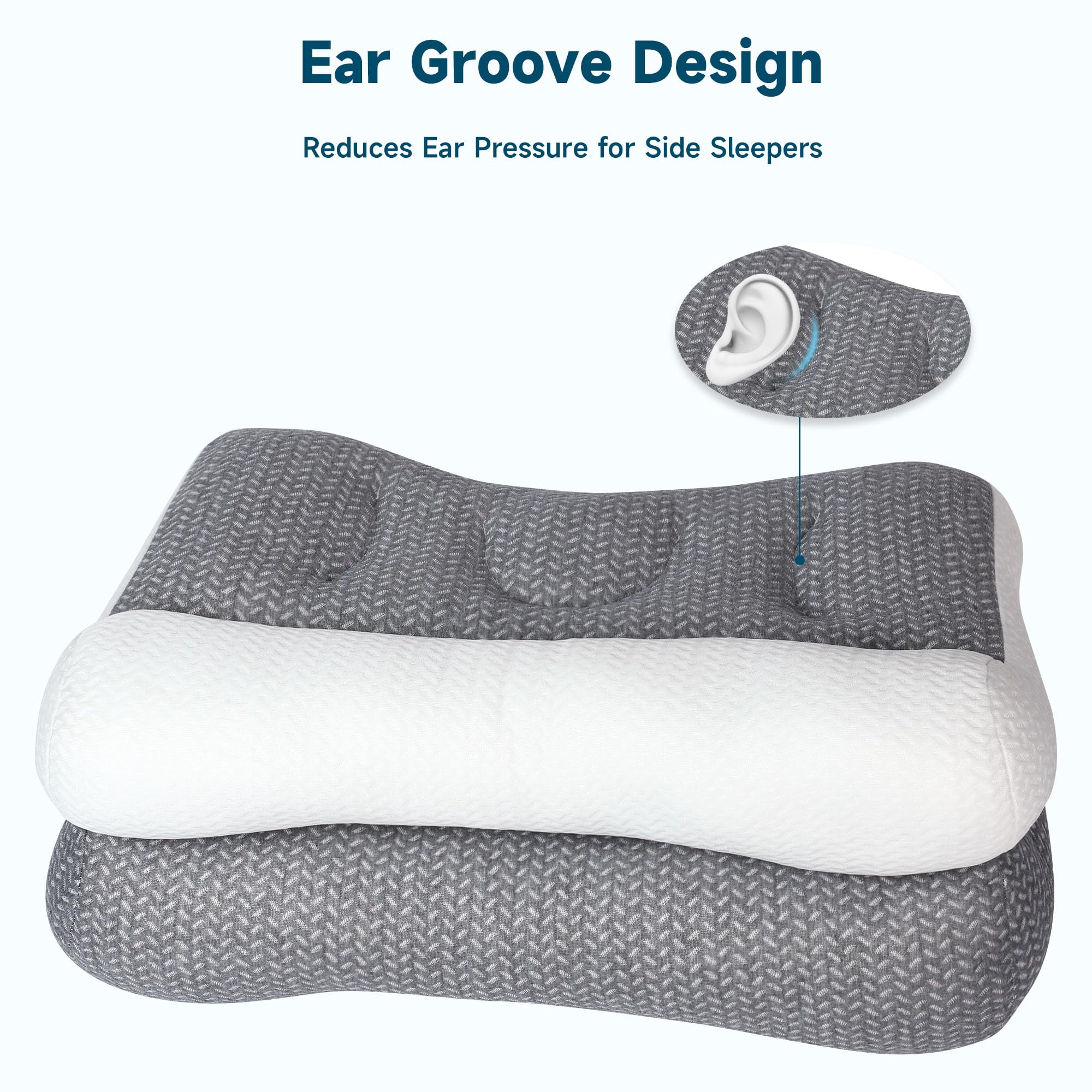 DOINUO Super Ergonomic Pillow, Orthopedic Correction Bed Pillow Repair Traction Pillow, Neck Support Pillow for Side Sleepers, Neck and Shoulder Pain Pillow for All Sleeping Positions