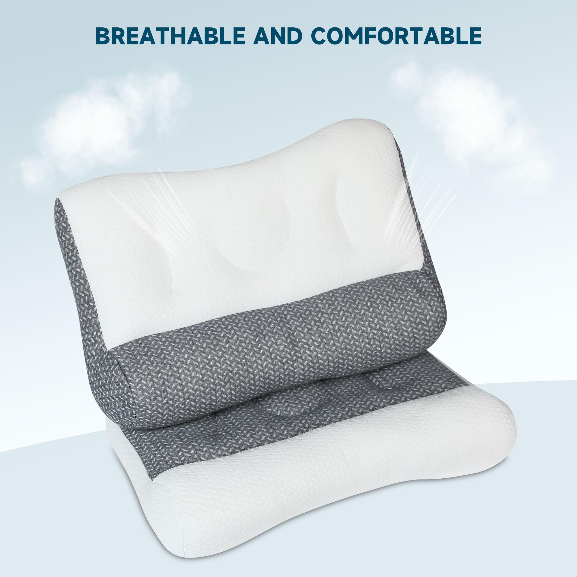 DOINUO Super Ergonomic Pillow, Orthopedic Correction Bed Pillow Repair Traction Pillow, Neck Support Pillow for Side Sleepers, Neck and Shoulder Pain Pillow for All Sleeping Positions