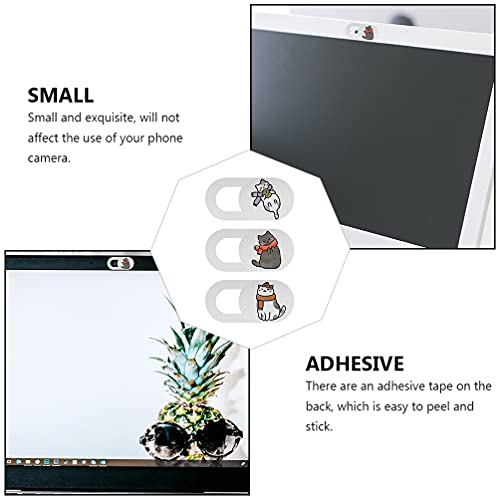 SOLUSTRE Laptop Stickers 3pcs Webcam Cover Slide Camera Cover Cat Pattern Privacy Cover for Laptop Tablet Smartphone Notebook Webcam Computer Camera Phone Cover Style 1 Laptop Camera Cover Slide