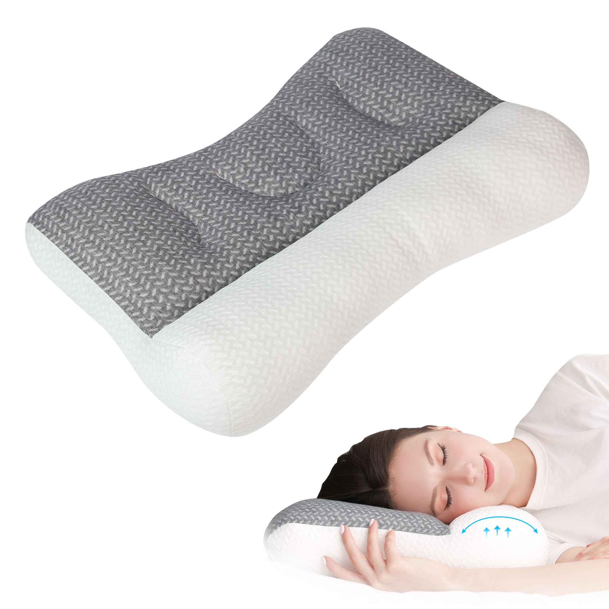 DOINUO Super Ergonomic Pillow, Orthopedic Correction Bed Pillow Repair Traction Pillow, Neck Support Pillow for Side Sleepers, Neck and Shoulder Pain Pillow for All Sleeping Positions