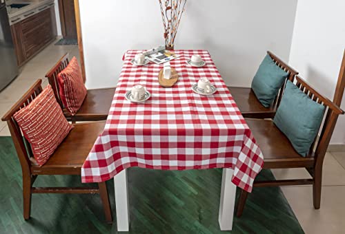 WHITEWRAP Buffalo Check Tablecloth |Red and White|60”x90”| Indoor Outdoor, Restaurant, Hotel Quality| Gingham Table décor | Table Protector for Picnic, Party and Dinner| Tabletop Washable Farmhouse