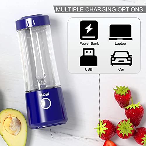 Mulli Portable Blender 16oz USB-C Rechargeable Personal Mixer for Smoothie and Shakes, Mini Blender with Six Blades,2x2000mAh for Baby Food,Travel,Gym