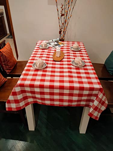 WHITEWRAP Buffalo Check Tablecloth |Red and White|60”x90”| Indoor Outdoor, Restaurant, Hotel Quality| Gingham Table décor | Table Protector for Picnic, Party and Dinner| Tabletop Washable Farmhouse