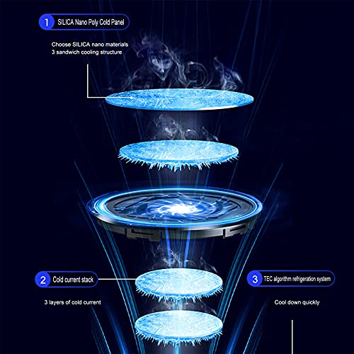 OCUhome Phone Cooler, Powerful Semi-Conductor Radiator Strong Suction High-Speed Rotation Magnetic Semiconductor Phone Cooling Holder for Gaming Phone Black